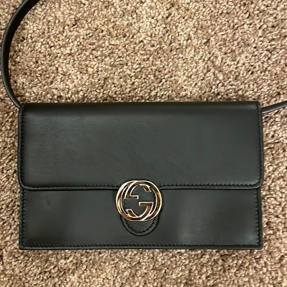 Gucci | Bags | Gucci Black Leather Crossbody | Poshmark